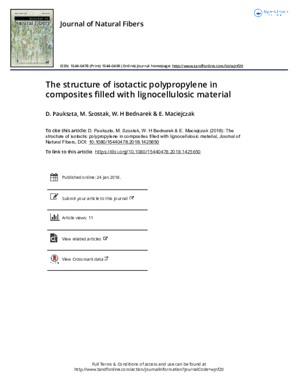 (PDF) The structure of isotactic polypropylene in composites filled ...
