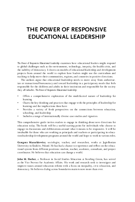 (PDF) The Power of Responsive Educational Leadership