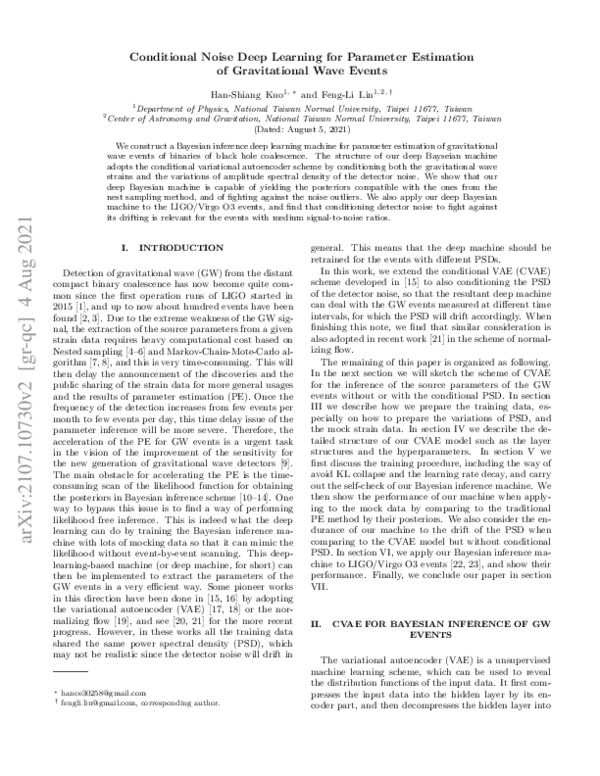 (PDF) Conditional noise deep learning for parameter estimation of ...