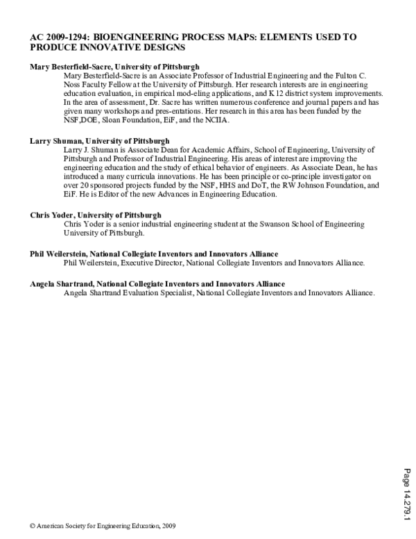 (PDF) Bioengineering Process Maps: Elements Used To Produce Innovative ...