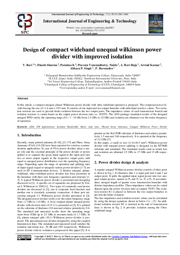 (PDF) Design of compact wideband unequal wilkinson power divider with ...