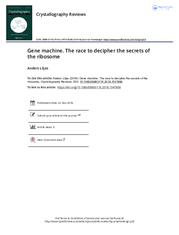 (PDF) Gene machine. The race to decipher the secrets of the ribosome
