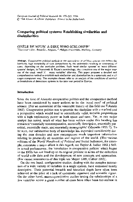 (PDF) Comparing political systems: Establishing similarities and ...