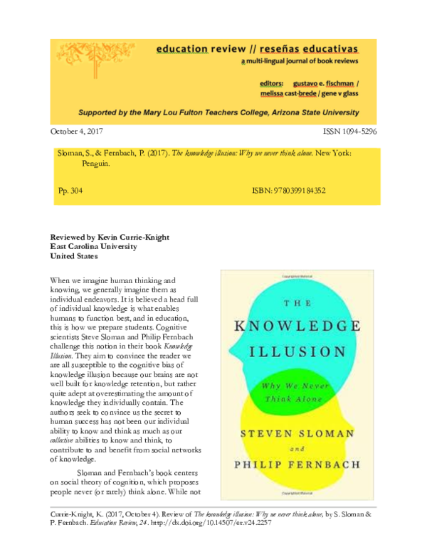 (PDF) Review of The knowledge illlusion: Why we never think alone