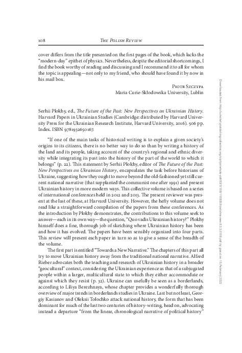 (PDF) The Future of the Past: New Perspectives on Ukrainian History