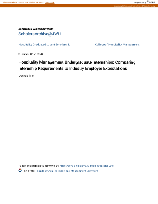 (PDF) Hospitality Management Undergraduate Internships: Comparing ...