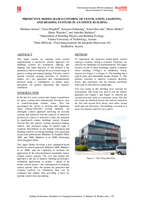 (PDF) Predictive Model-Based Control of Ventilation, Lighting, and Shading Systems in an Office ...