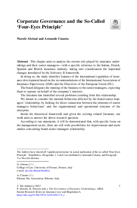 (PDF) Corporate Governance and the So-Called ‘Four-Eyes Principle’