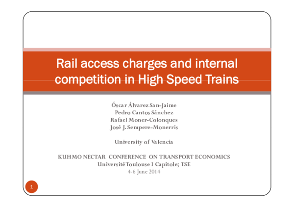 (PDF) Rail access charges and internal competition in high speed trains