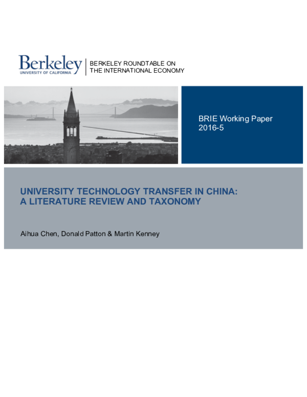 (PDF) University technology transfer in China: a literature review and ...