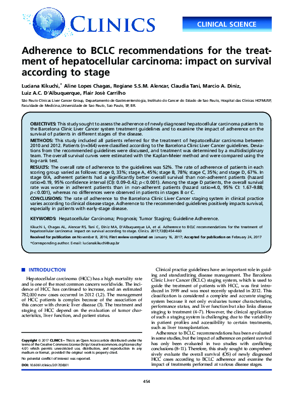 (PDF) Adherence to BCLC recommendations for the treatment of ...