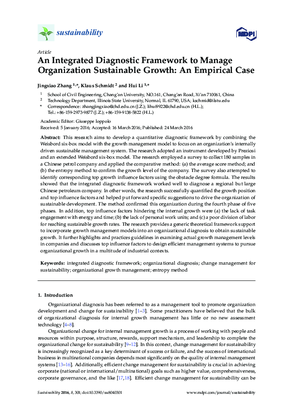 (PDF) An Integrated Diagnostic Framework to Manage Organization ...