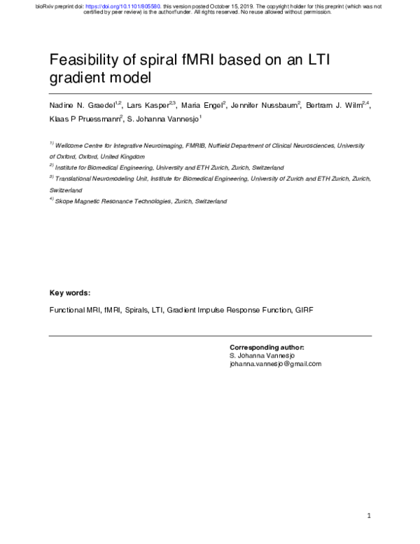 (PDF) Feasibility of spiral fMRI based on an LTI gradient model