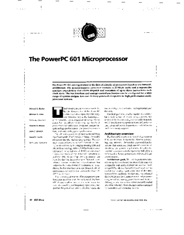 (PDF) The Power PC 601 microprocessor