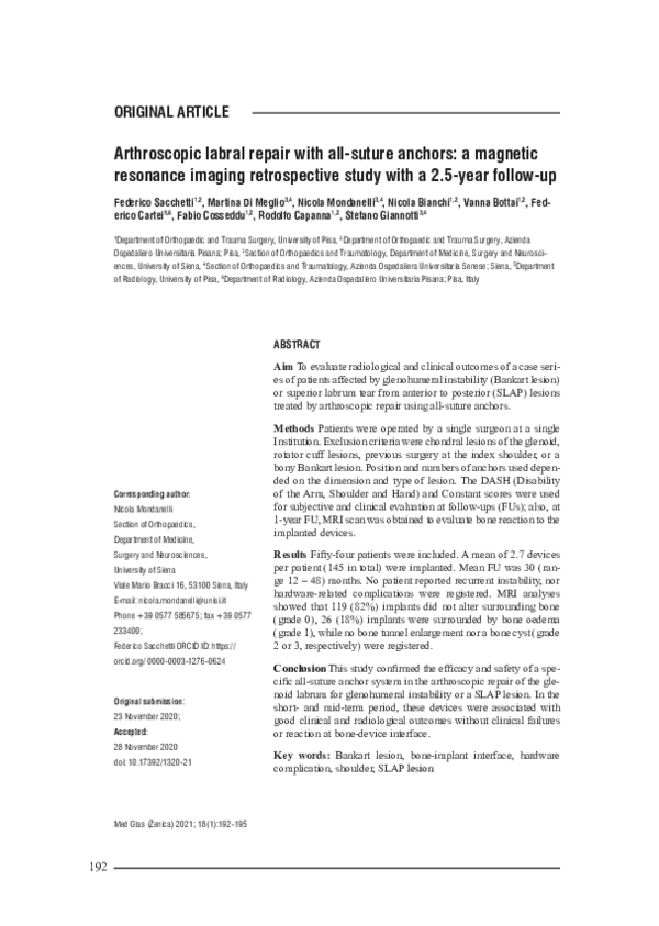 (PDF) Arthroscopic labral repair with all-suture anchors: a magnetic ...