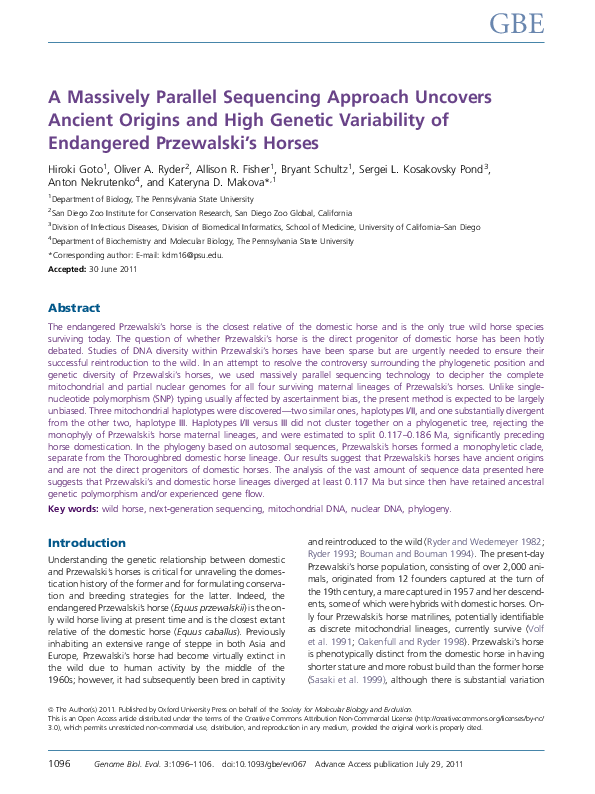 (PDF) A Massively Parallel Sequencing Approach Uncovers Ancient Origins ...