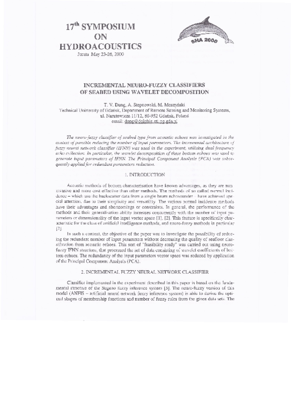 (PDF) 7 th SYMPOSIUM ON HYDROACOUSTICS INCREMENTAL NEURO-FUZZY ...