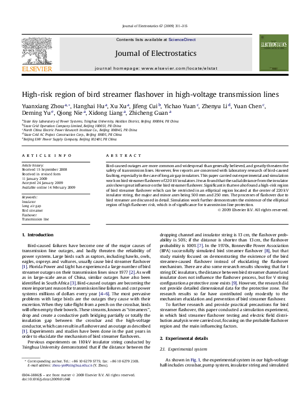 (PDF) High-risk region of bird streamer flashover in high-voltage ...