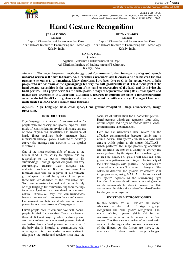 (PDF) Hand Gesture Recognition