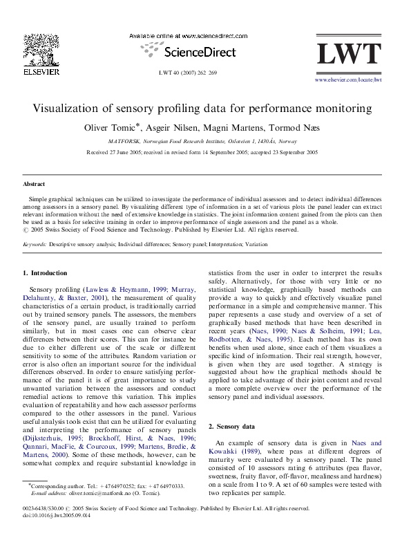(PDF) Visualization of sensory profiling data for performance monitoring