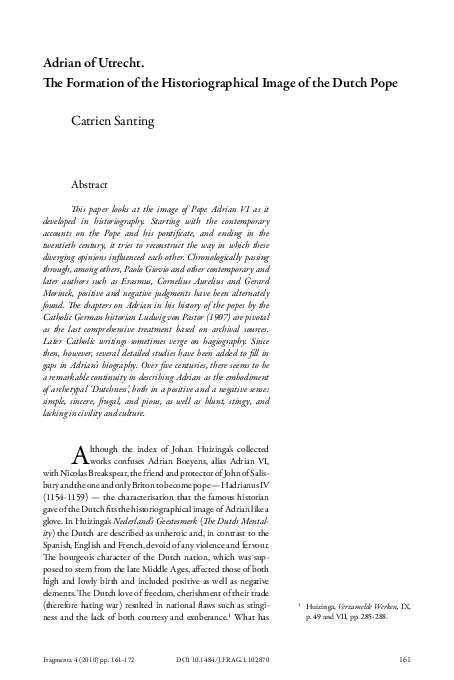 (PDF) Adrian of Utrecht. The Formation of the Historiographical Image ...