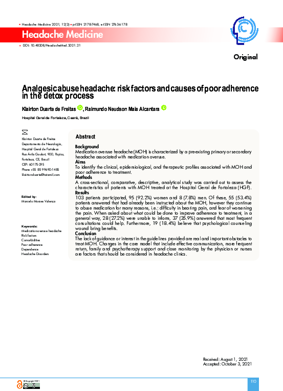 (PDF) Analgesic abuse headache: risk factors and causes of poor ...