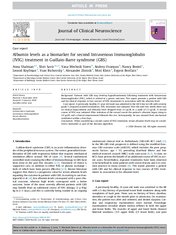 (PDF) Albumin levels as a biomarker for second Intravenous ...