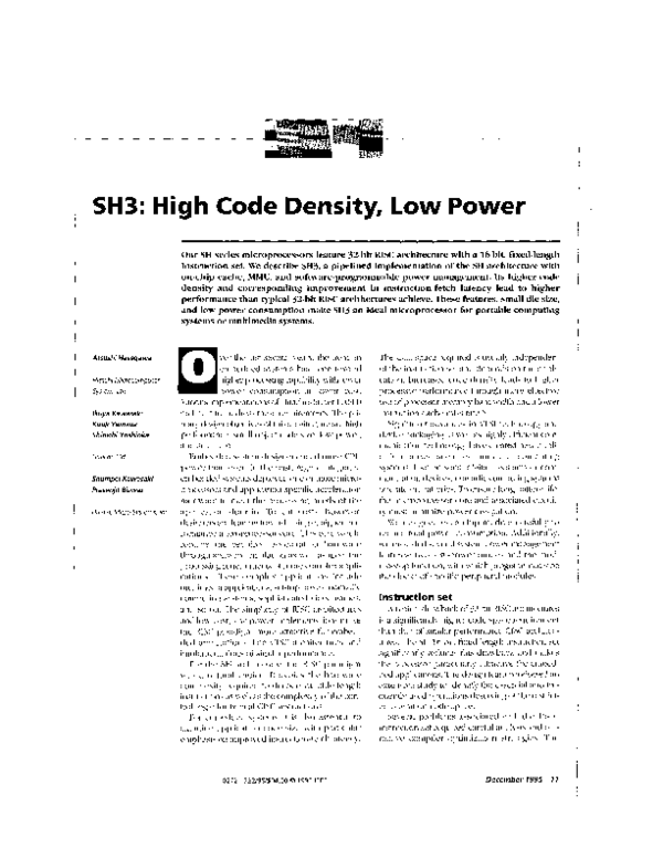 (PDF) SH3: high code density, low power