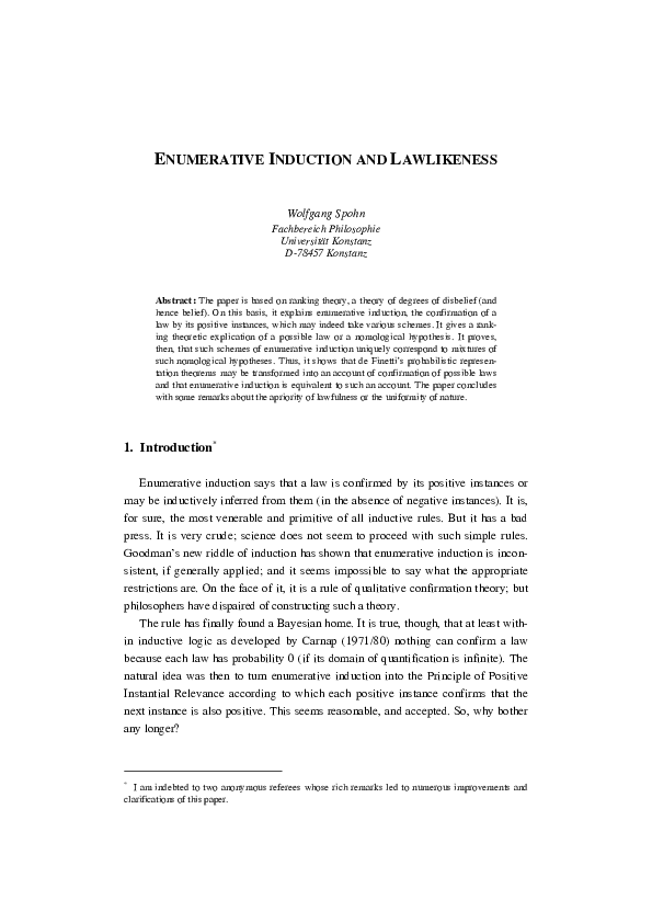 (PDF) Enumerative Induction and Lawlikeness*