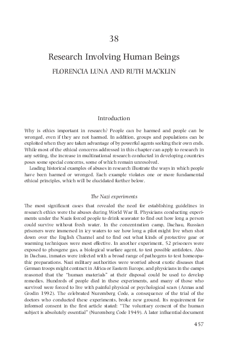 (PDF) Research Involving Human Beings