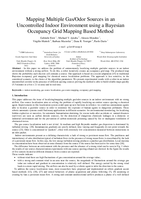 (PDF) Mapping multiple gas/odor sources in an uncontrolled indoor environment using a Bayesian ...