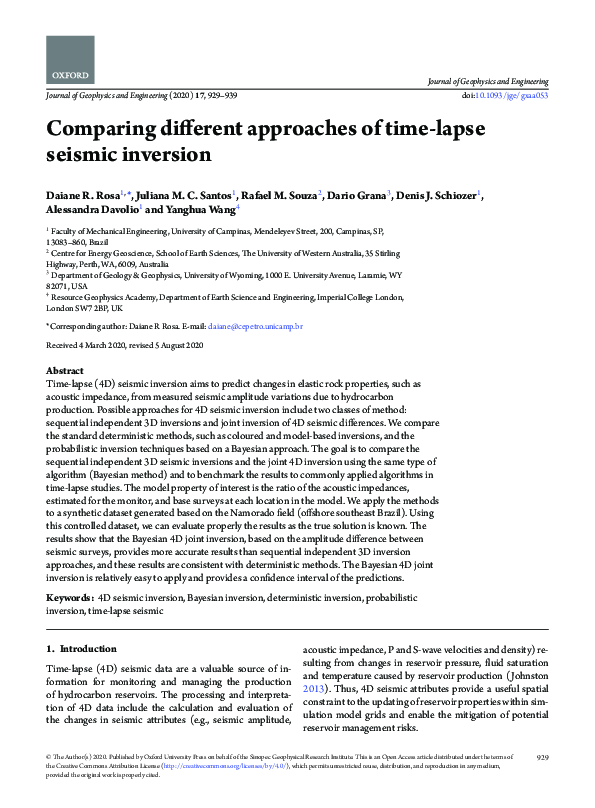(PDF) Comparing different approaches of time-lapse seismic inversion