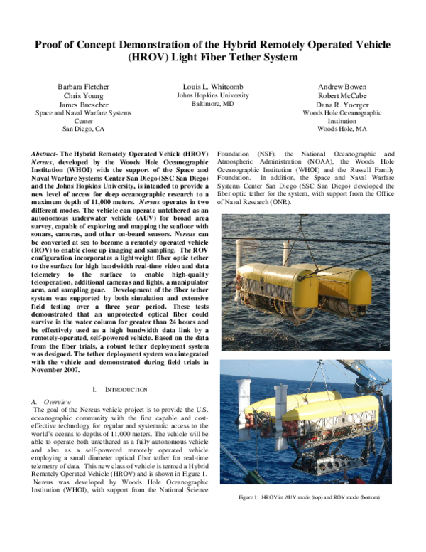 (PDF) Proof of concept demonstration of the Hybrid Remotely Operated ...