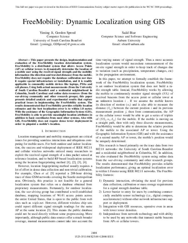 (PDF) FreeMobility: Dynamic Localization Using GIS | Yiming Ji ...