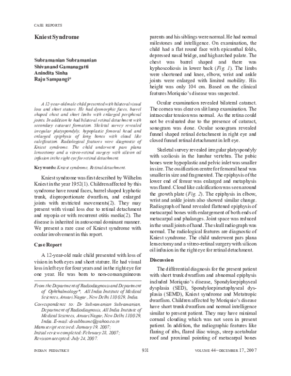 (PDF) Kniest syndrome