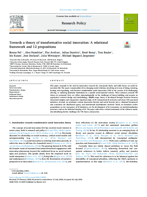 (PDF) Towards a theory of transformative social innovation: A ...