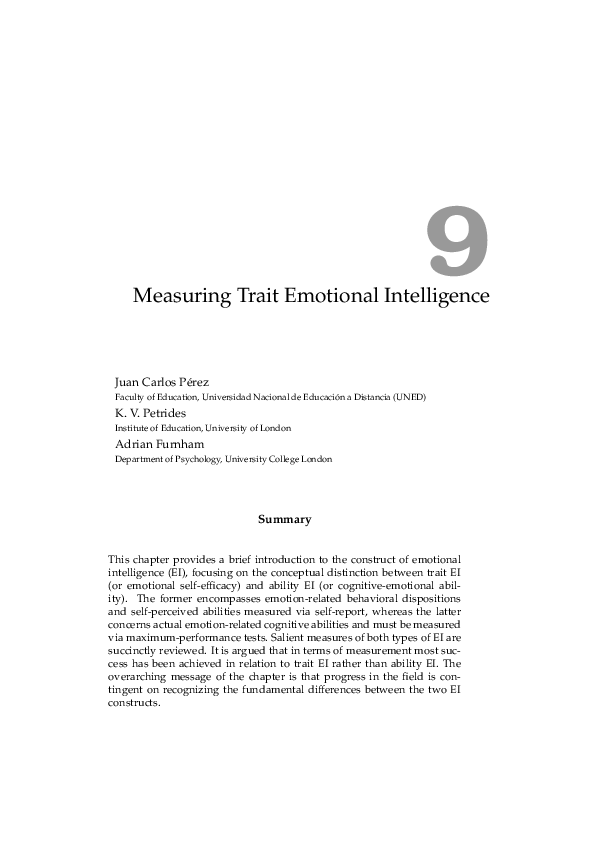 (PDF) Measuring trait emotional intelligence