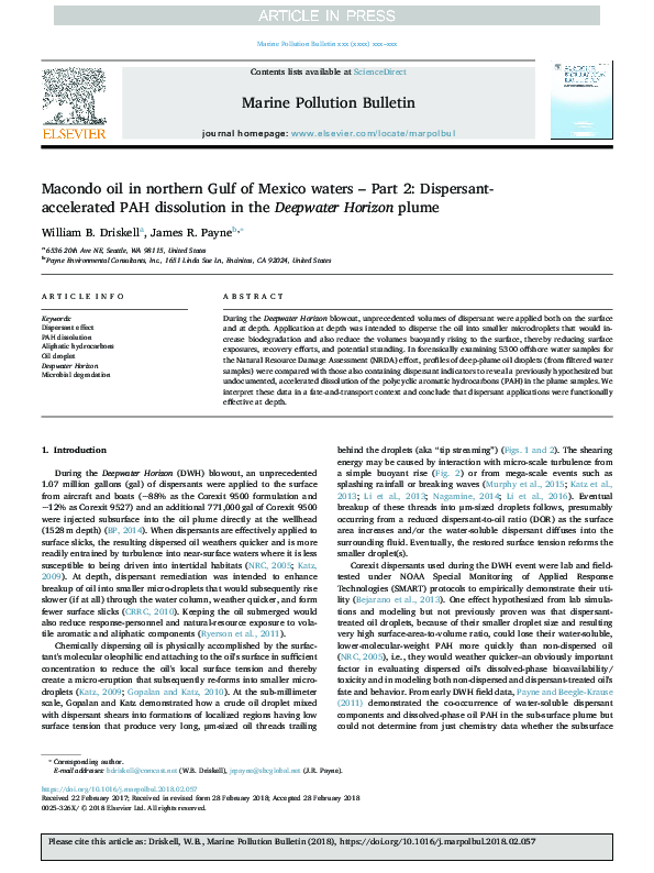 (PDF) Macondo oil in northern Gulf of Mexico waters - Part 1 ...