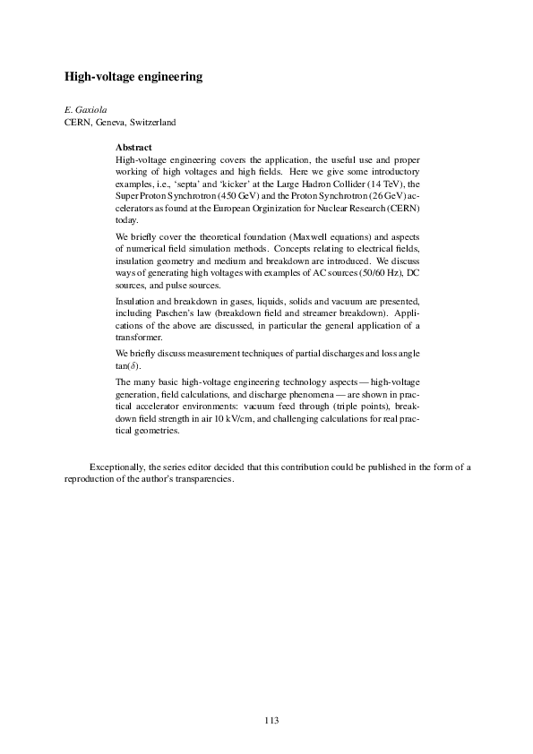 (PDF) High-voltage engineering