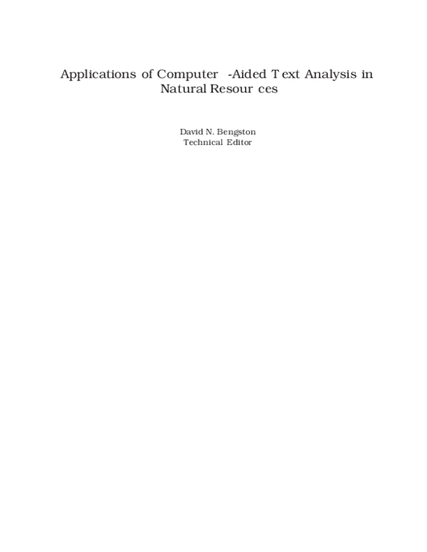 (PDF) Computer-Aided Text Analysis in Natural Resource Research