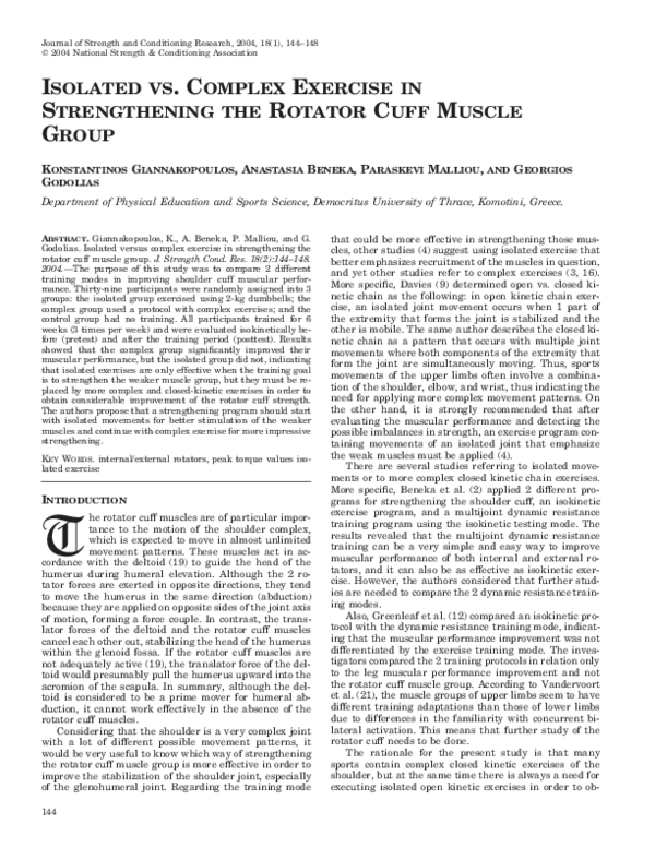 (PDF) Isolated vs. Complex Exercise in Strengthening the Rotator Cuff ...