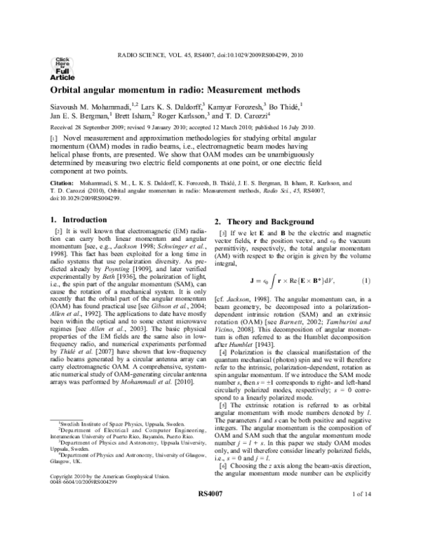 (PDF) Orbital angular momentum in radio: Measurement methods | Brett Isham - Academia.edu