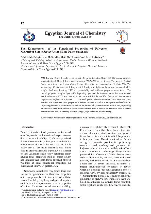 (PDF) The enhancement of the functional properties of polyester ...