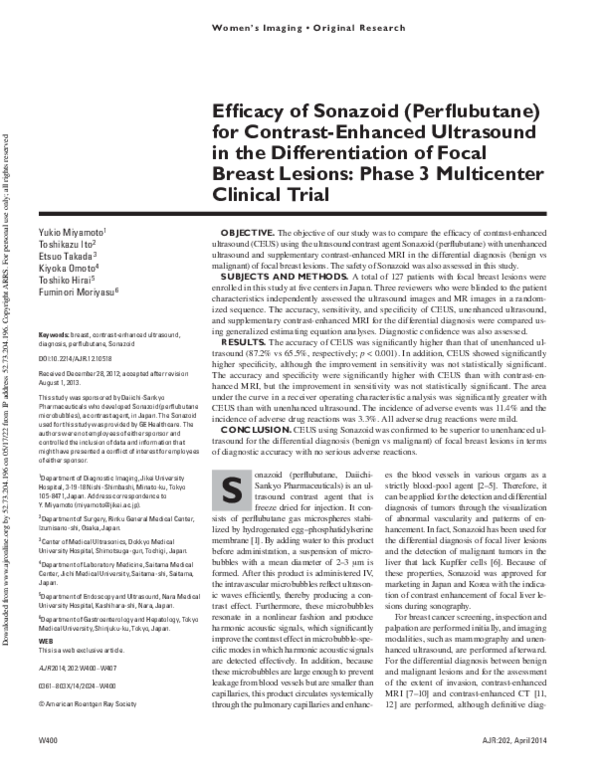 (PDF) Efficacy of Sonazoid (Perflubutane) for Contrast-Enhanced ...