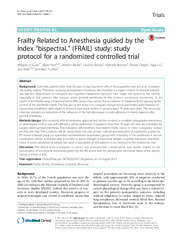 (PDF) Frailty Related to Anesthesia guided by the Index “bispectraL ...