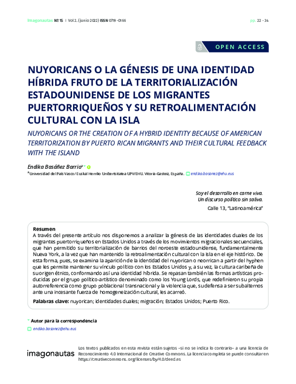 (PDF) Nuyoricans o la génesis de una identidad híbrida fruto de la ...