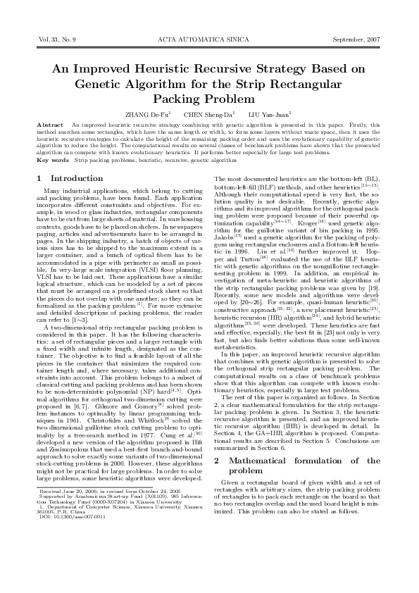 (PDF) An Improved Heuristic Recursive Strategy Based on Genetic Algorithm for the Strip ...