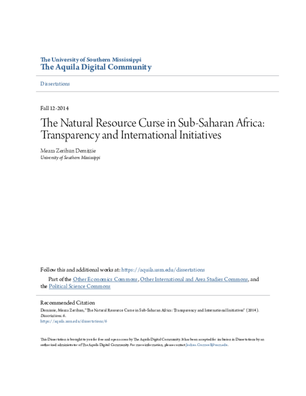 (PDF) The Natural Resource Curse in Sub-Saharan Africa: Transparency ...