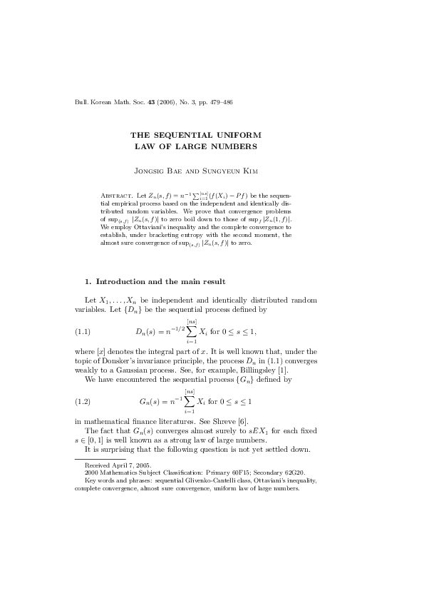 (PDF) The Sequential Uniform Law of Large Numbers