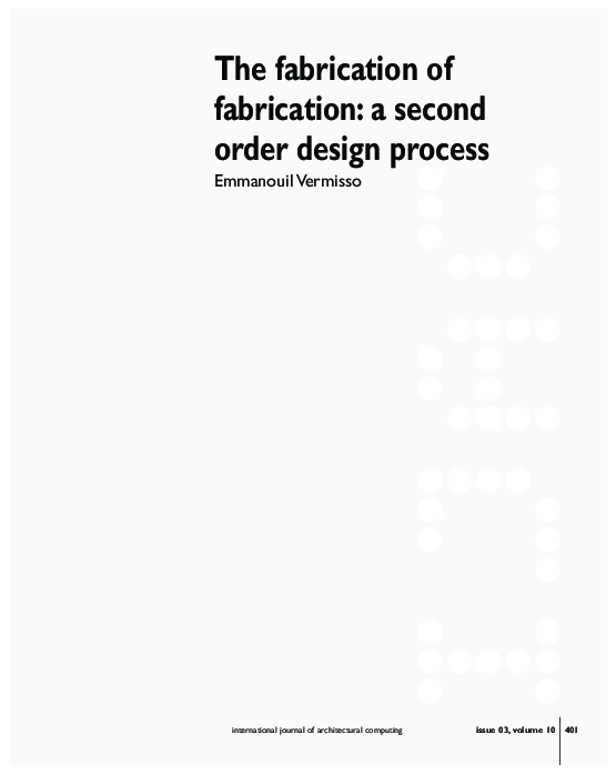 (PDF) The fabrication of fabrication: a second order design process